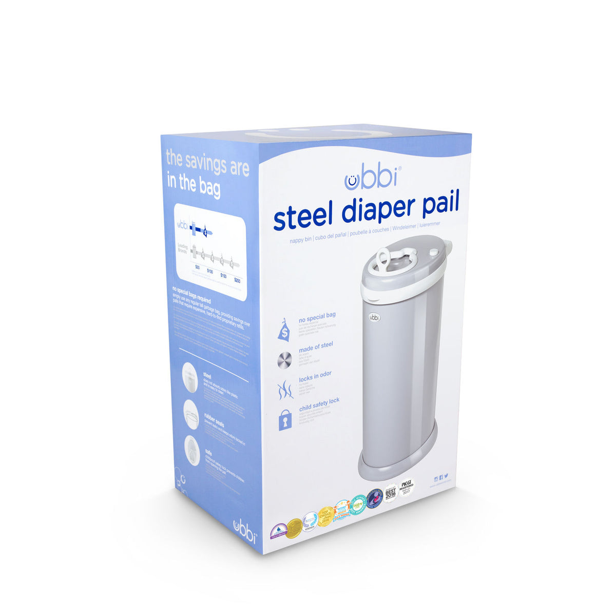 Ubbi Nappy Pail - Grey – Bloom Connect SG